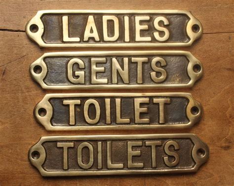 Vintage Victorian Style Toilet Bathroom Door Sign Cast Iron Brass