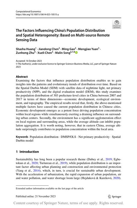 The Factors Influencing Chinas Population Distribution And Spatial