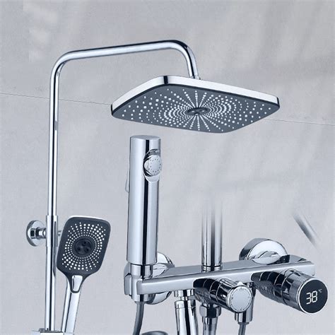 Temperature Control Shower System Valve Included Brass Wall Mounted