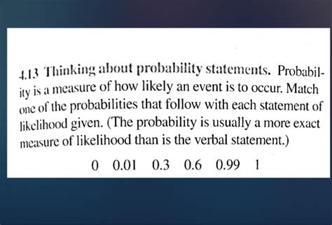 Thinking About Probability Statements Probability Is Chegg Com