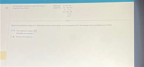 solved use graphical methods to solve this linear