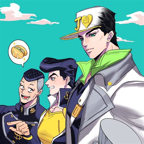 Kujo Jotaro Higashikata Josuke Nijimura Okuyasu And Hirose Koichi Jojo No Kimyou Na Bouken
