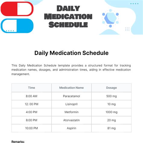 Free Medication Schedule Templates Editable And Printable