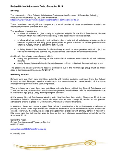 Briefing For Schools January 2015