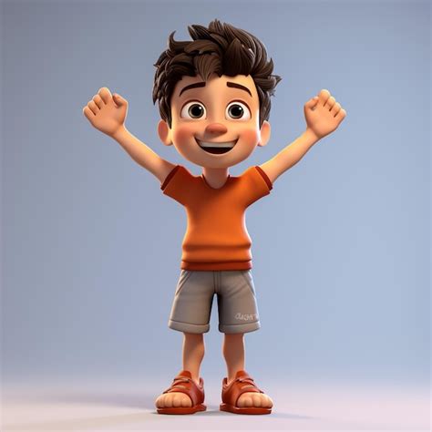 Premium Ai Image Character Cartoon Boy Points His Finger At An Empty