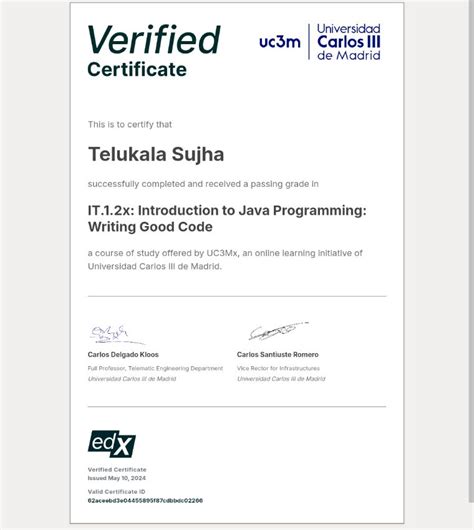 Completed Java Programming Course On Edx Sujha Telukala Posted On The