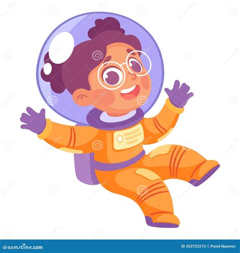 Girl Astronaut Character In Outer Space Exploring Universe Vector Illustration Stock