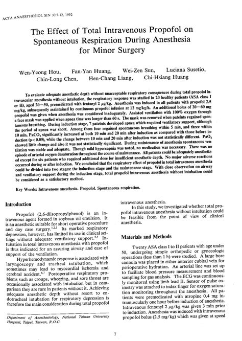 Pdf The Effect Of Total Intravenous Propofol On Spontaneous