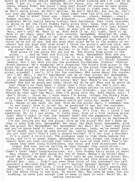 Spongebob Squarepants Pizza Delivery Script Poster For Sale By