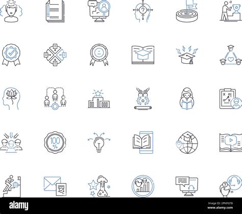 Schooling Line Icons Collection Education Learning Curriculum