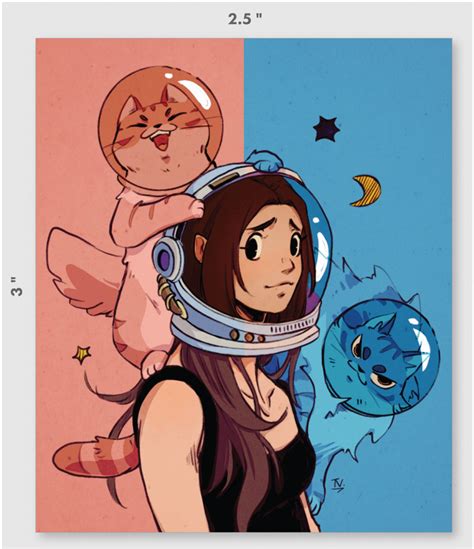 Liz And Cats In Helments Design Sticker Liz Miele