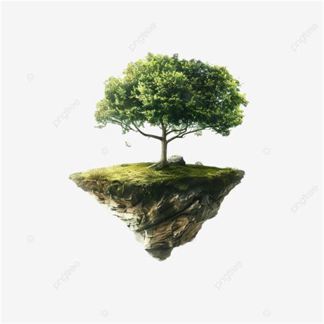 Symbolic Tree On Floating Island Tree Island Colorful PNG Transparent Image And Clipart For