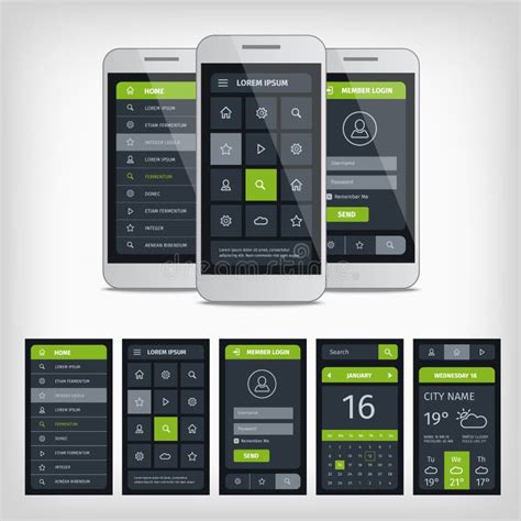 Set Of Mobile User Application Interface Template Stock Vector