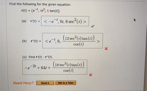 solved find the following for the given equation r t