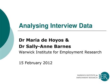 Ppt Analysing Interview Data Dr Maria De Hoyos And Dr Sally Anne