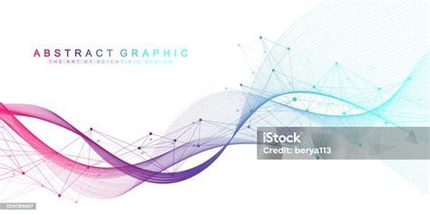 동적 입자 파도 흐름과 추상적 인 과학적 배경 플렉서스 스트림 배경 프랙탈 요소가 있는 3d 데이터 시각화 사이버 펑크 스타일