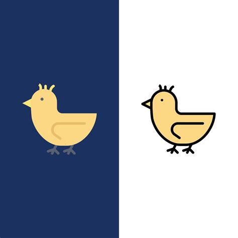 Duck Goose Swan Spring Icons Flat And Line Filled Icon Set Vector Blue