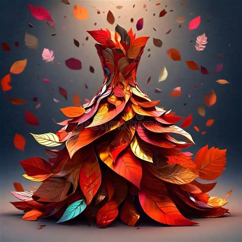 Autumn Theme A 3d Abstract Leaf Inspired Fashion Design Stock