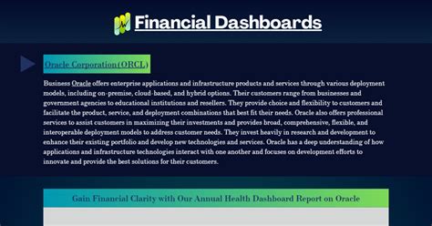 Financial Dashboard Oracle