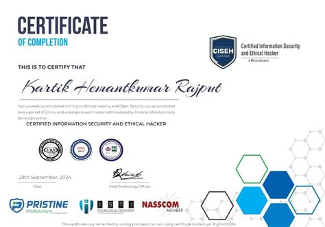 Ciseh Certified Informationsecurity Ethicalhacking Cybersecurity… Kartik Rajput