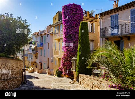 A Colourful Street Scene In Old Town Le Suquet In Cannes On The Cote