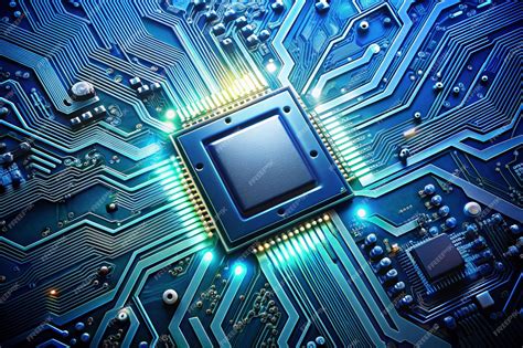 Cpu Chip On Motherboard Abstract Technology Processor Computer Chip On A Cicuit Board With
