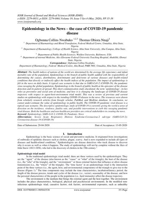 Pdf Epidemiology In The News The Case Of Covid 19 Pandemic Disease