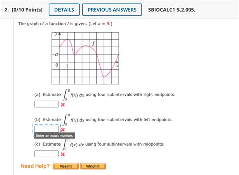 Solved The Graph Of A Function F Is Given Let A9 A