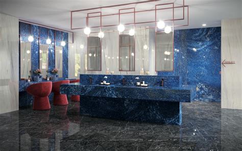 Blue Marble Effect Tiles Floors And Walls