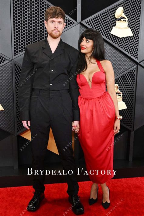 Jameela Jamil Red Halter 2024 Grammys Red Carpet Dress