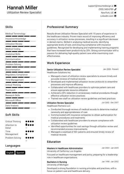 21 Utilization Review Specialist Resume Examples And Templates For 2024