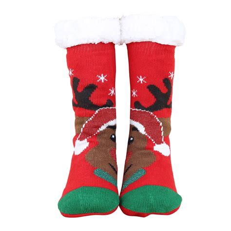 Adult Slipper Socks Women Men Christmas Cute Graphic Lined Socks With
