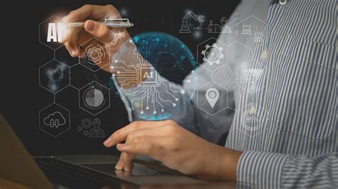 인더스트리 40의 Ai 및 로보틱 프로세스 자동화 스마트 제조 디지털 트랜스포메이션 Iot 비즈니스 혁신 5g에 대한 스톡 사진