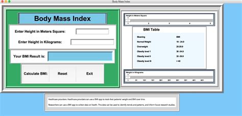 Body Mass Index Bmi Calculator Using The Graphical User Interface
