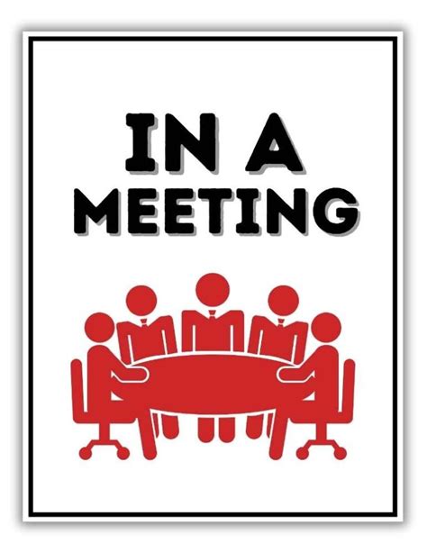 In A Meeting Sign Printable Free Downloadable Office Signs