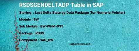 rsdsgendeltadp sap table for last delta state by data package for