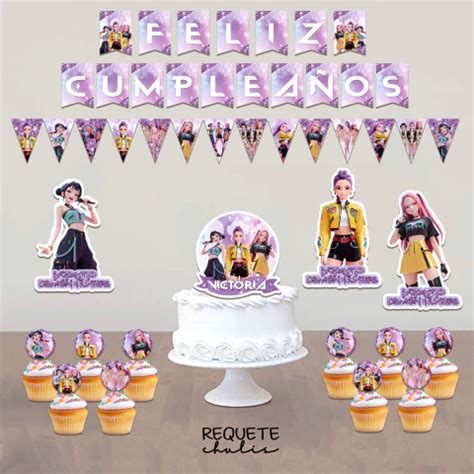 Kit Cumpleaños Infantil Personalizado Guerreras Del Kpop Huntrix Mini