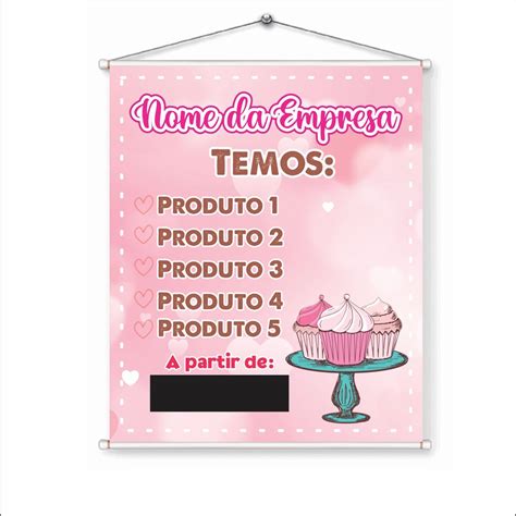 Banner Confeitaria Para Loja Ou Portão Bolos Docinhos Cupcakes