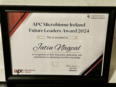 I Am Grateful And Honored To Have Received The Apc Microbiome Ireland Future Leaders Award For