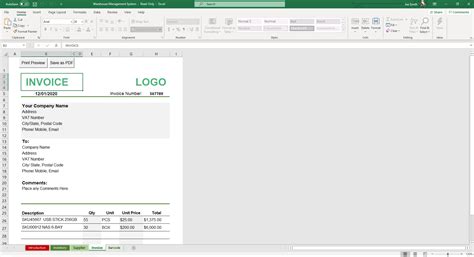 Warehouse Management System Excel Template Simple Sheets