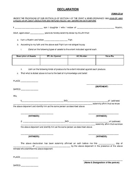 Epf Declaration Form Cz 50 Declaration Form Cz Under The Provisions