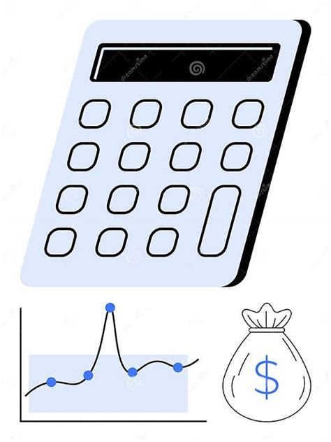 Financial Tools Calculator Profit Chart And Money Bag Illustrate