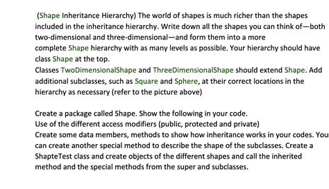 Solved Shape Inheritance Hierarchy The World Of Shapes