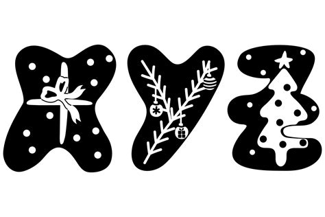 Winter English Alphabet X Y Z Letters In Scandinavian Style Black And
