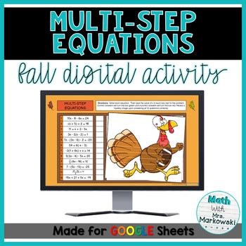Multi Step Equations Variables On One Side Digital Activity Fall