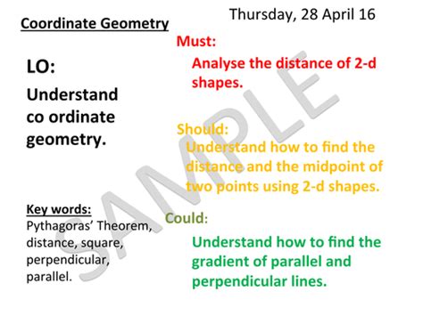 Coordinate Geometry Sample Teaching Resources