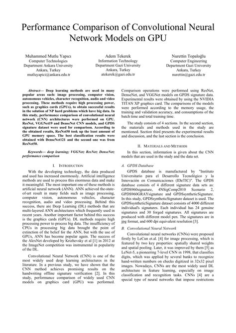 PDF Performance Comparison Of Convolutional Neural Network Models On GPU