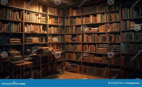 Rows Of Books On Shelves In A Library Developing Space Stock Illustration Illustration Of