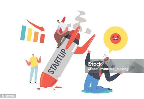 계획되지 않은 비즈니스 손실 및 실패 시작 로켓 충돌 경영 실수와 문제 근로자 첫 번째 나쁜 경험 신규 사업에 대한 스톡 벡터