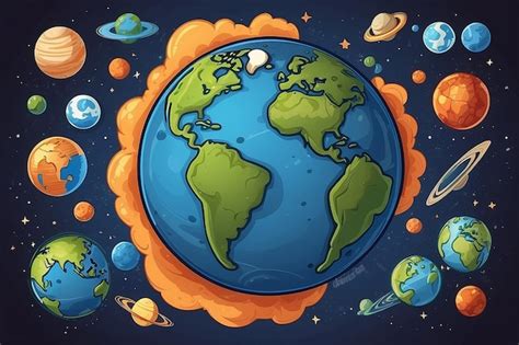 El Planeta Tierra En Estilo De Dibujos Animados Foto Premium